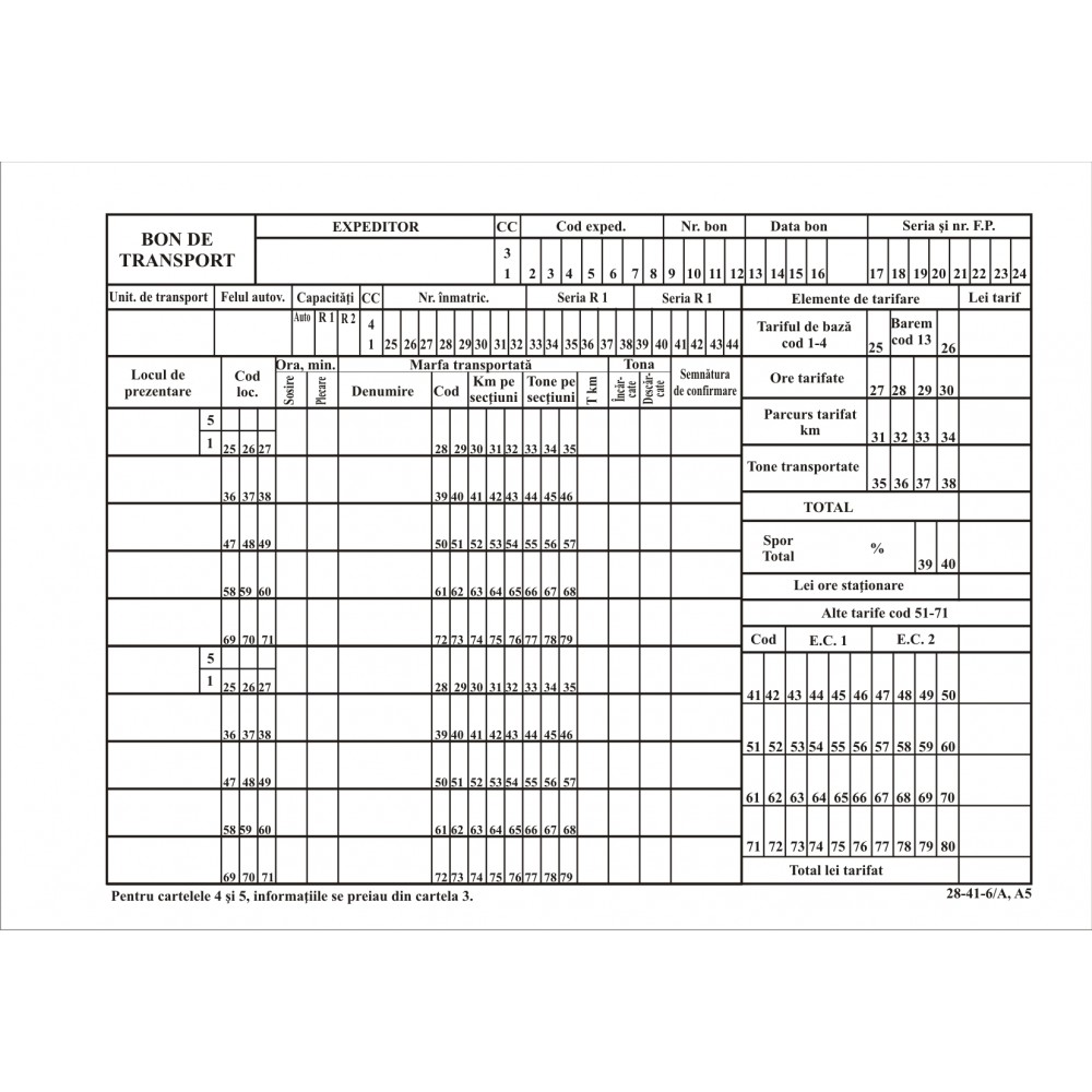 Bon de Transport - A5, Tipografia Fistem, Tipografia Valmaster ...