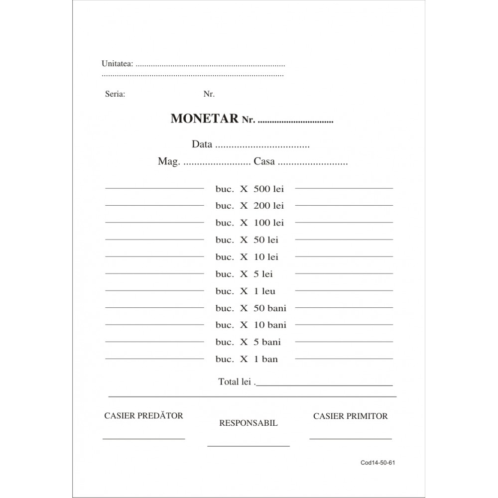 Monetar A6 in 2 exemplare