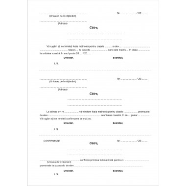 Adresa - Cerere transfer elev A4, imprimate scolare, imprimate scolare ...