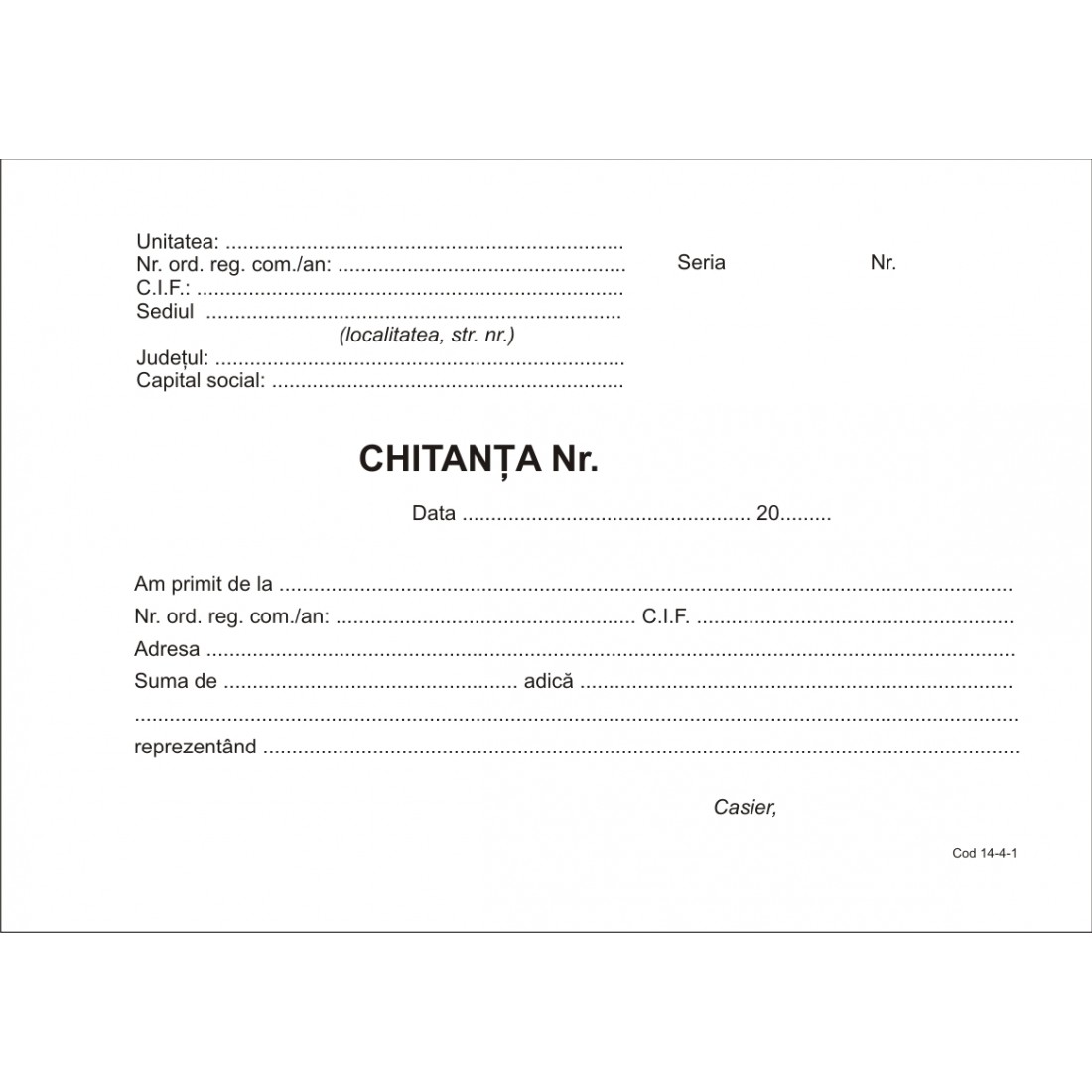 Chitanta A6 in 2 exemplare