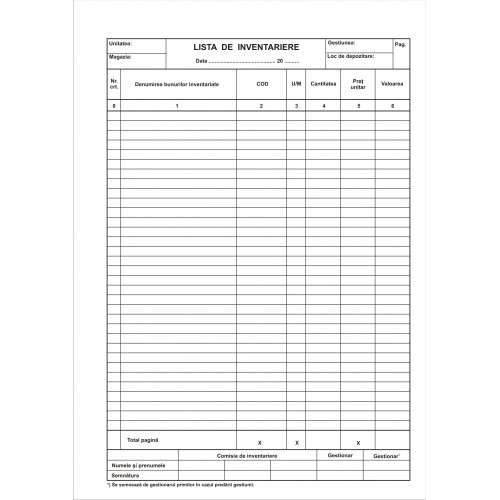 Liste de inventariere